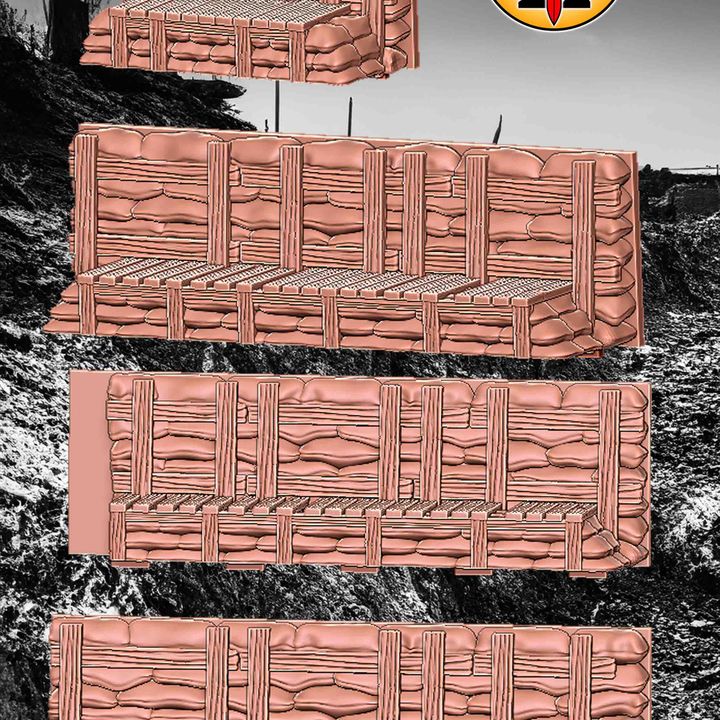 3D Printable Trench Bundle 1 by Skirmish Tabletop Terrain