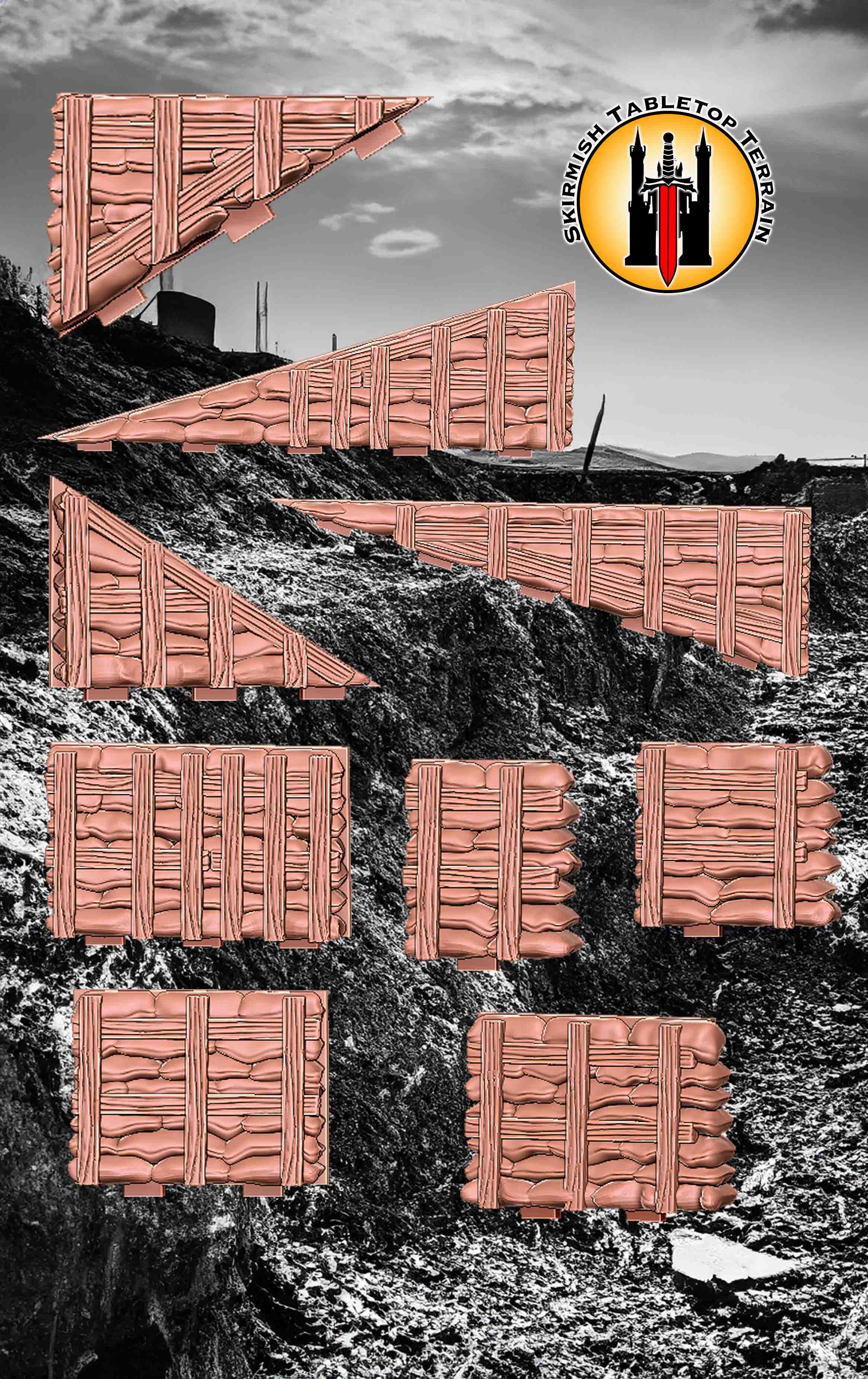 3D Printable Trench Bundle 1 by Skirmish Tabletop Terrain