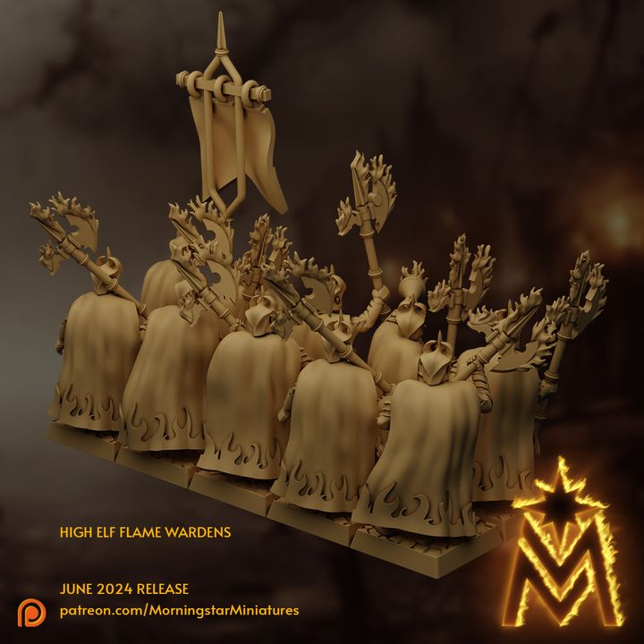 3D Printable High Elf Flame Wardens | 32mm Scale Presupported ...