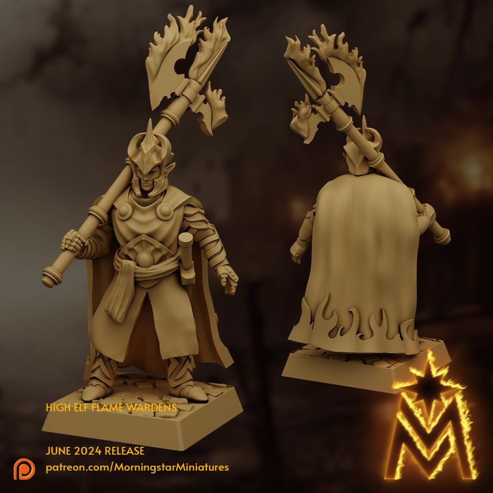 3D Printable High Elf Flame Wardens | 32mm Scale Presupported ...