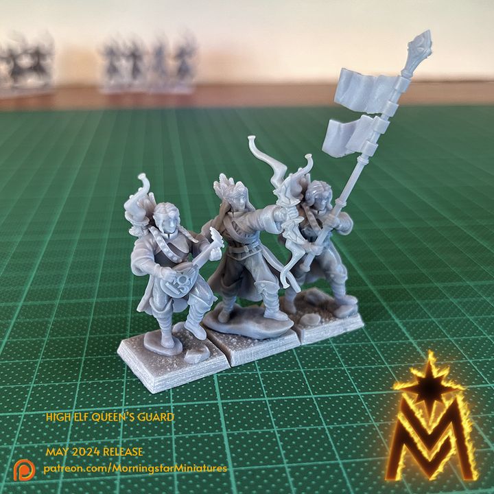 3D Printable High Elf Queen’s Guard Command Group | 32mm Scale ...