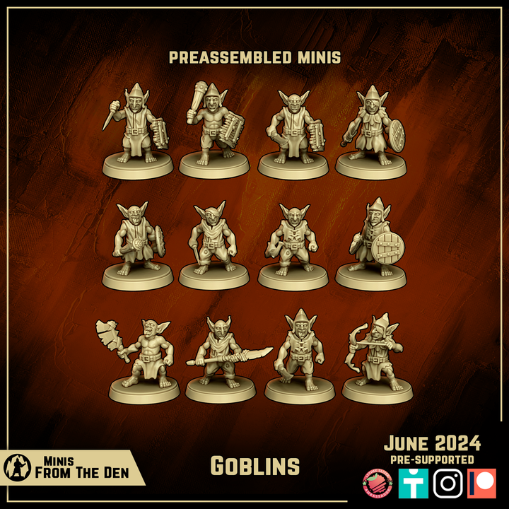 3D Printable Goblins - Minis PACK [Modular] by Minis From the Den
