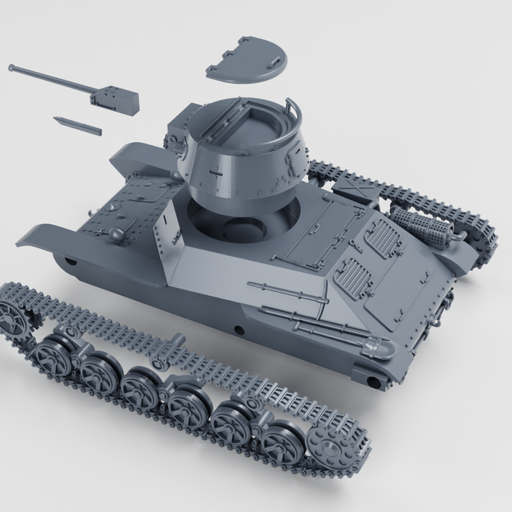 3D Printable Type 2 Ke-To Light Tank + 2 Tankmen (Japan, WW2) by Wargame3d