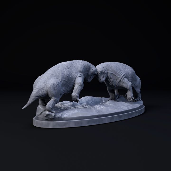 3D Printable Moschops fight 1-35 scale pre-supported therapsid by Dino ...