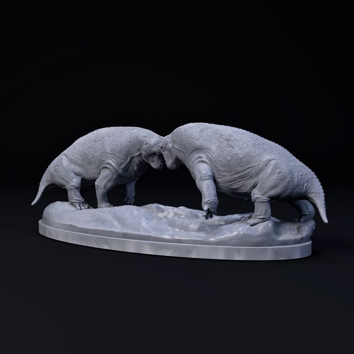 3D Printable Moschops fight 1-35 scale pre-supported therapsid by Dino ...