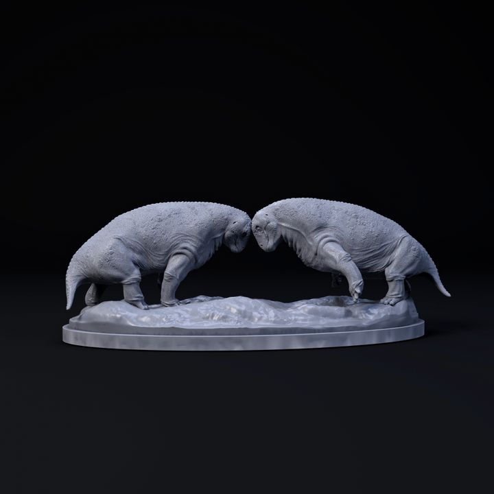 3D Printable Moschops fight 1-35 scale pre-supported therapsid by Dino ...