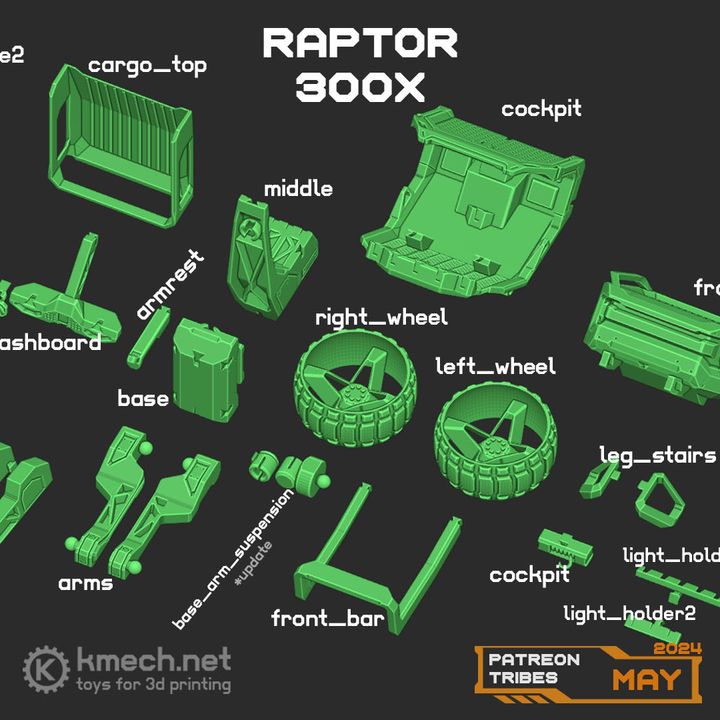 3D Printable RAPTOR vehicle by Kmech