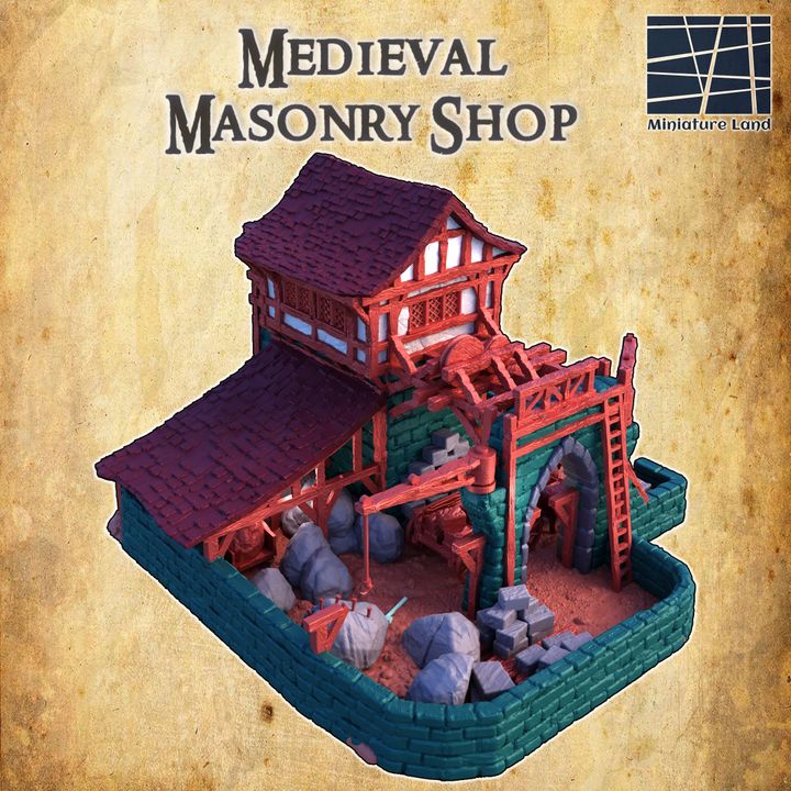 3D Printable Medieval Masonry Shop - Tabletop Terrain - 28 MM by MiniatureLand