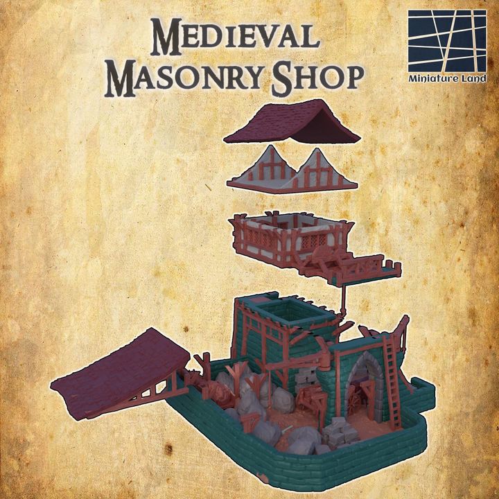 3D Printable Medieval Masonry Shop - Tabletop Terrain - 28 MM by ...