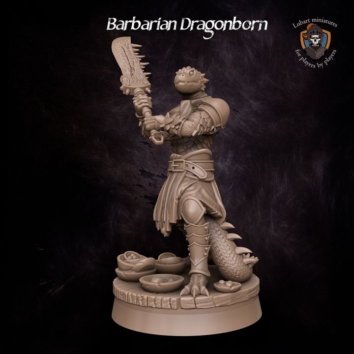 3D Printable Barbarian Dragonborn by Lubart Miniatures
