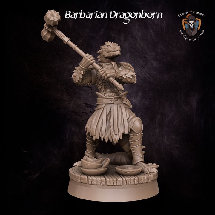 3D Printable Barbarian Dragonborn by Lubart Miniatures