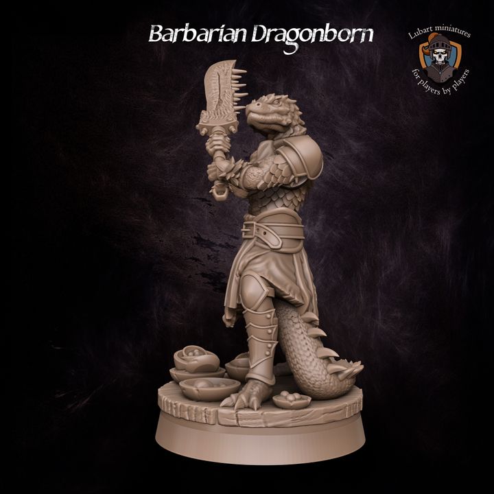 3D Printable Barbarian Dragonborn by Lubart Miniatures