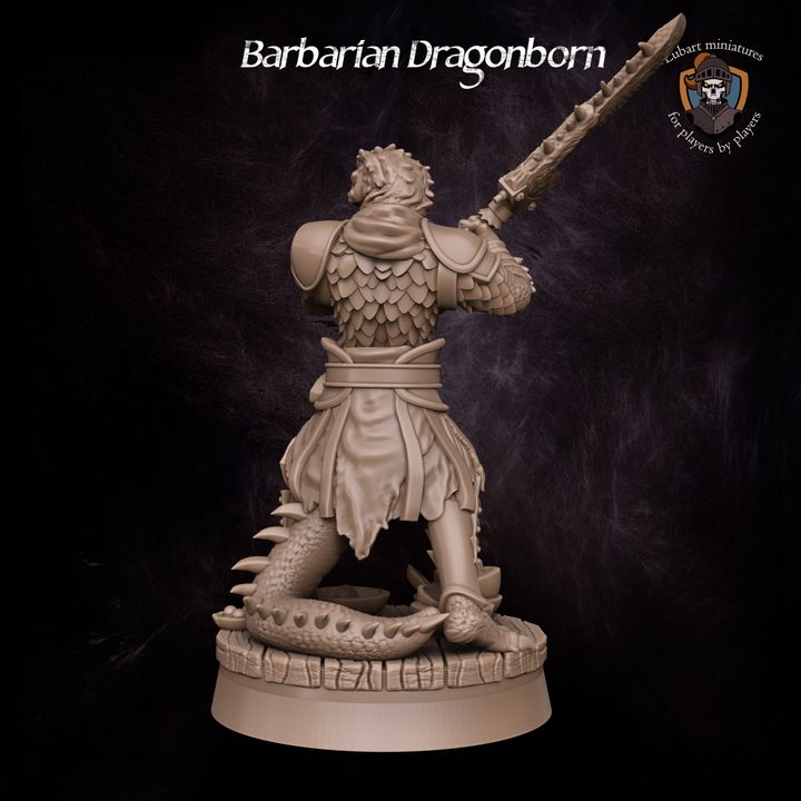 3D Printable Barbarian Dragonborn by Lubart Miniatures