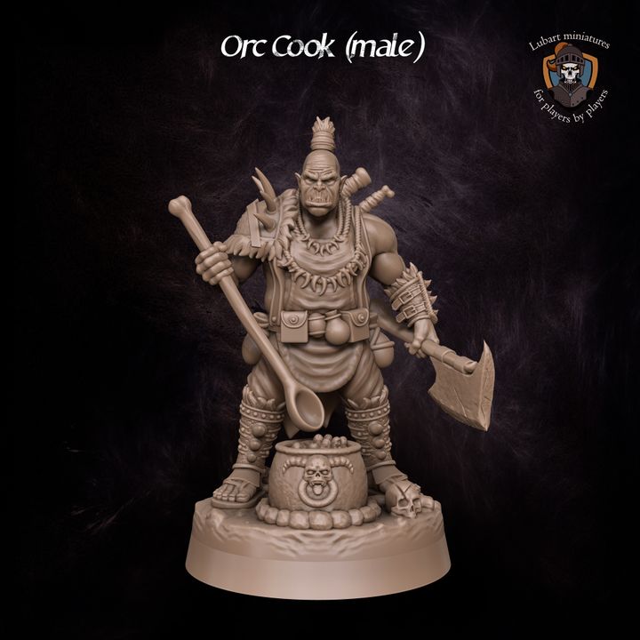 3D Printable Orc Cook Male by Lubart Miniatures
