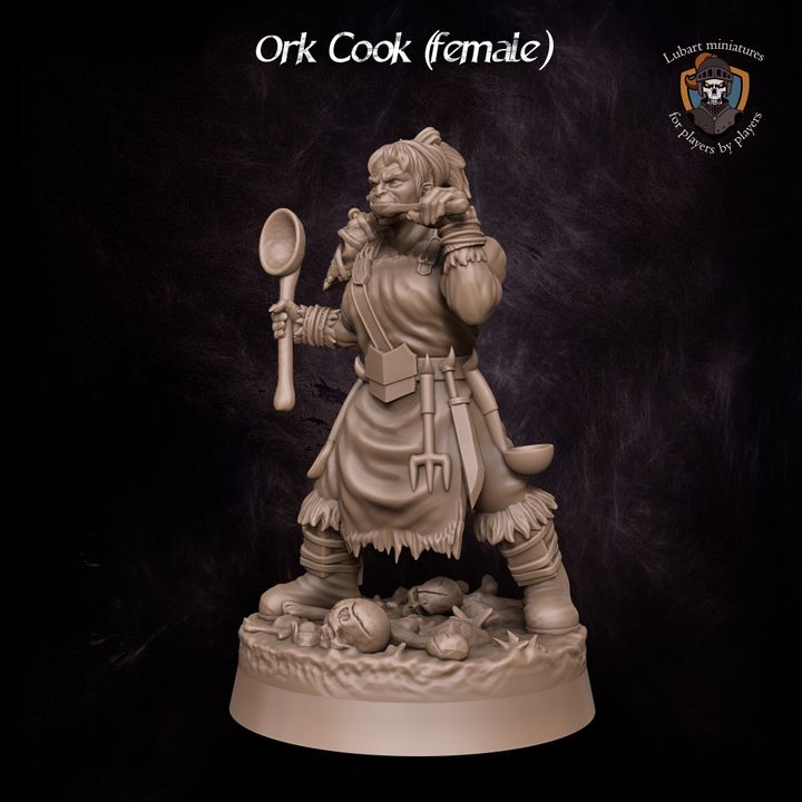 3D Printable Orc Cook Female by Lubart Miniatures