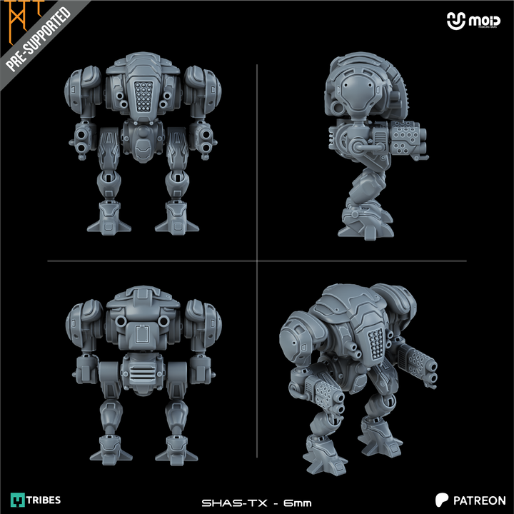 3D Printable SHAS-TX MECH 6mm Super Heavy Armored Support TX by Moid