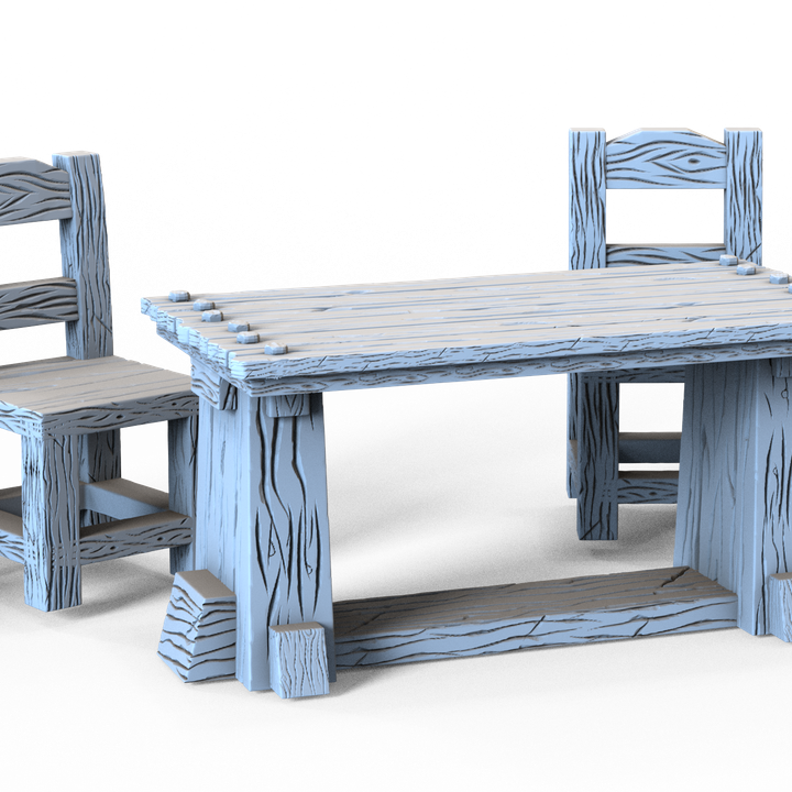 3D Printable The 2 Tables & 1 Chair by ZBB EditionS