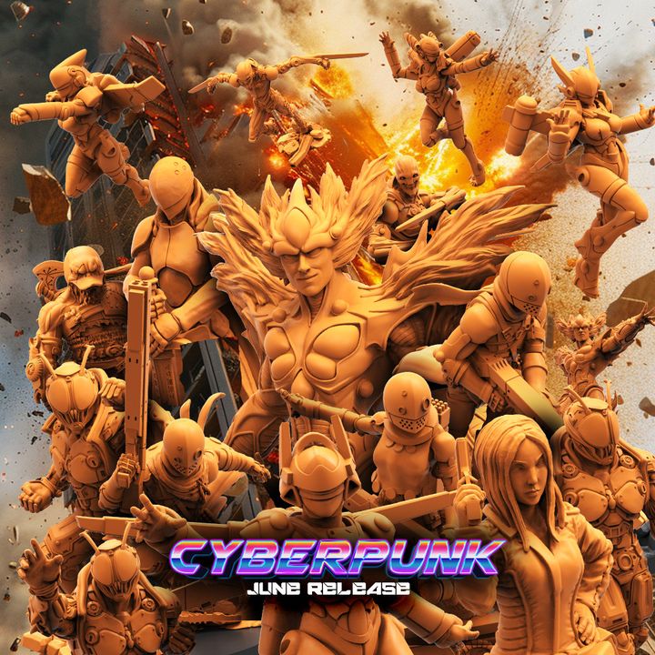 3D Printable JUNE 2024 TRIBES - CYBERPUNK RELEASE by PAPSIKELS MINIATURES