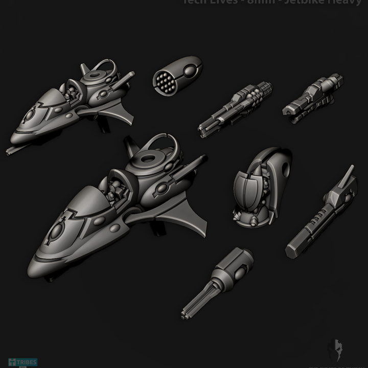 3D Printable Heavy Jetbike - Tech Elves - 8mm by Edge Miniatures