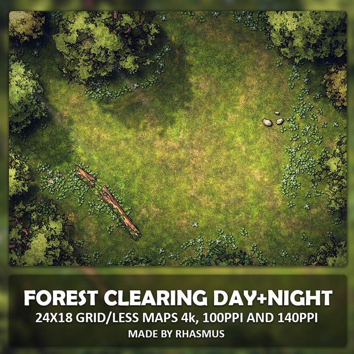 3D Printable Forest Clearing Map by Rhasmus Battlemaps
