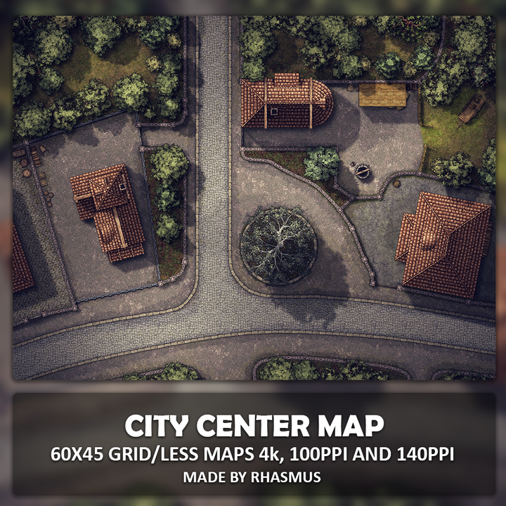3D Printable City Center Map by Rhasmus Battlemaps