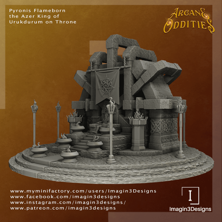 3D Printable Pyronis Flameborn, the Azer King of Urukdurum (with Throne ...