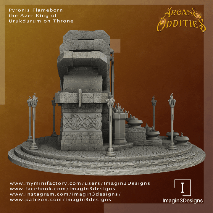 3D Printable Pyronis Flameborn, the Azer King of Urukdurum (with Throne ...