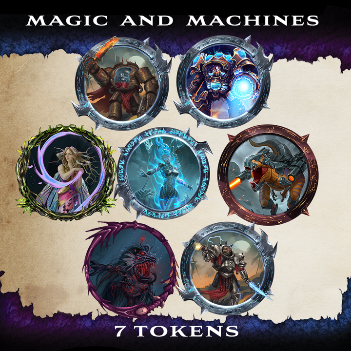 3D Printable Magic and Machines Tokens by Dillon Olney