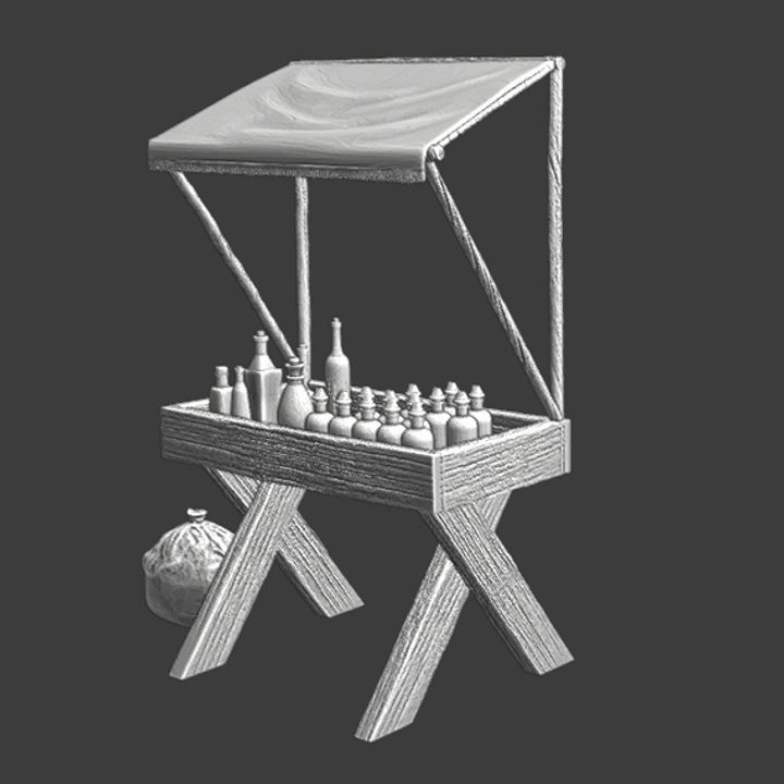 3D Printable Wargaming props - market stand by Northern Crusades Miniatures