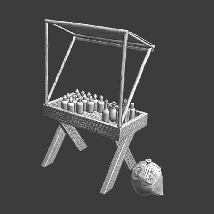 3D Printable Wargaming props - market stand by Northern Crusades Miniatures