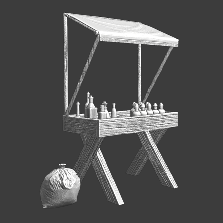 3D Printable Wargaming props - market stand by Northern Crusades Miniatures
