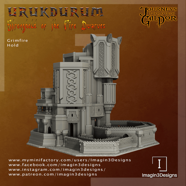 3D Printable Grimfire Hold - Fire Dwarf Castle by Imagin3Designs