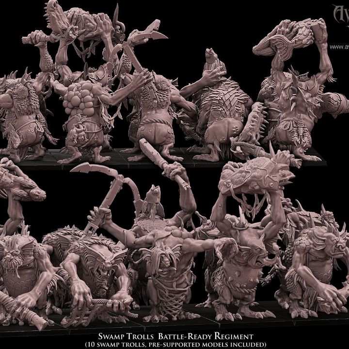 3D Printable Swamp Trolls Battle-Ready regiment (10 Swamp Trolls) by ...