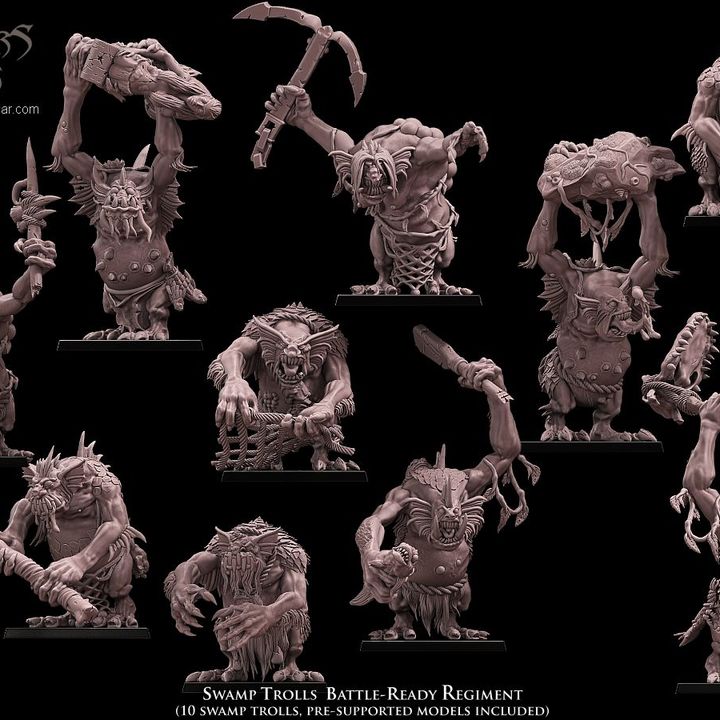 3D Printable Swamp Trolls Battle-Ready regiment (10 Swamp Trolls) by ...
