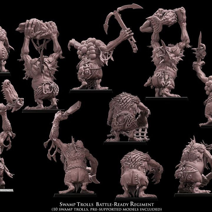 3D Printable Swamp Trolls Battle-Ready regiment (10 Swamp Trolls) by ...