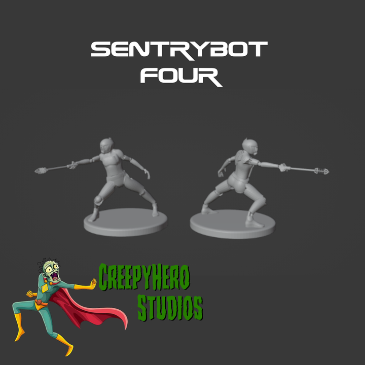 3D Printable SciFi Sentrybot Four Miniature by Michael Crossman