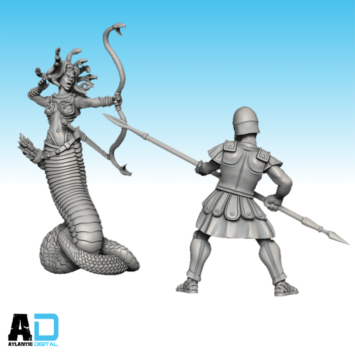 3D Printable Gorgons/Medusa and victims by Wargames Atlantic