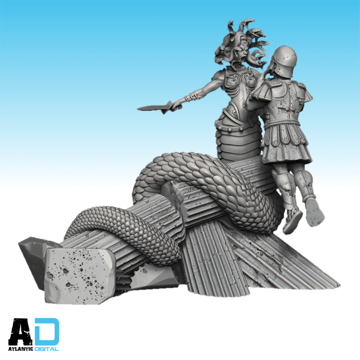 3D Printable Gorgons/Medusa and victims by Wargames Atlantic