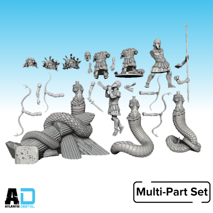 3D Printable Gorgons/Medusa and victims by Wargames Atlantic