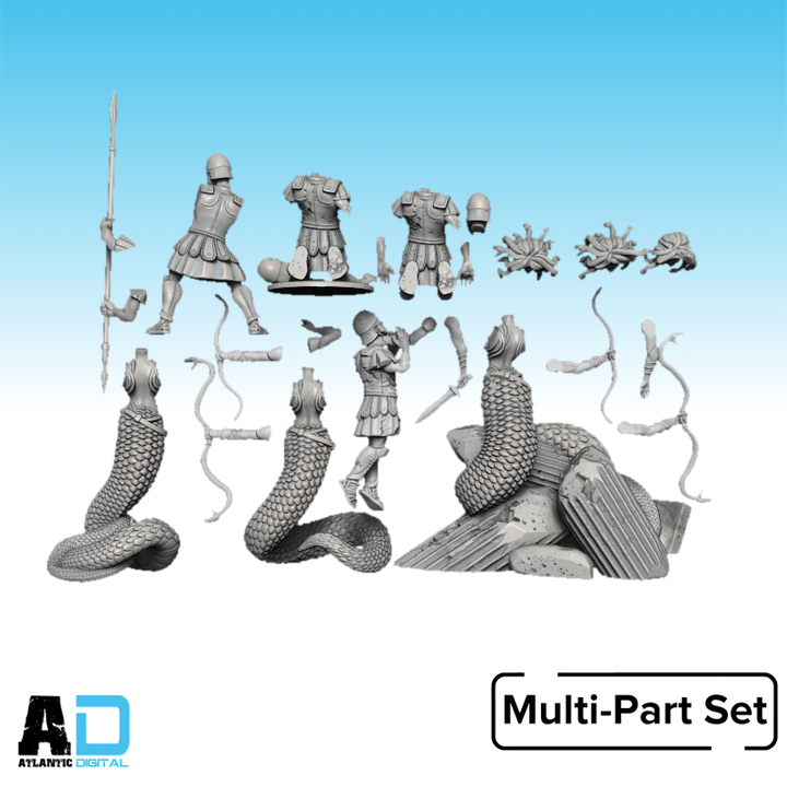 3D Printable Gorgons/Medusa and victims by Wargames Atlantic