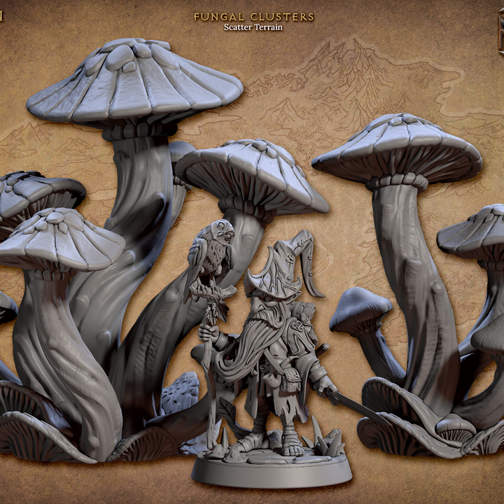3D Printable Fungal Clusters - Terrain (Deeproot Lurikeen) by Artisan Guild