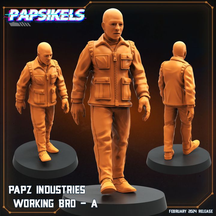 3D Printable PAPZ INDUSTRIES WORKING BROS SET 1 by PAPSIKELS MINIATURES