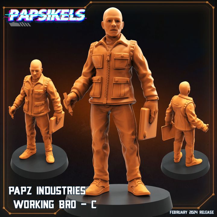 3D Printable PAPZ INDUSTRIES WORKING BROS SET 1 by PAPSIKELS MINIATURES