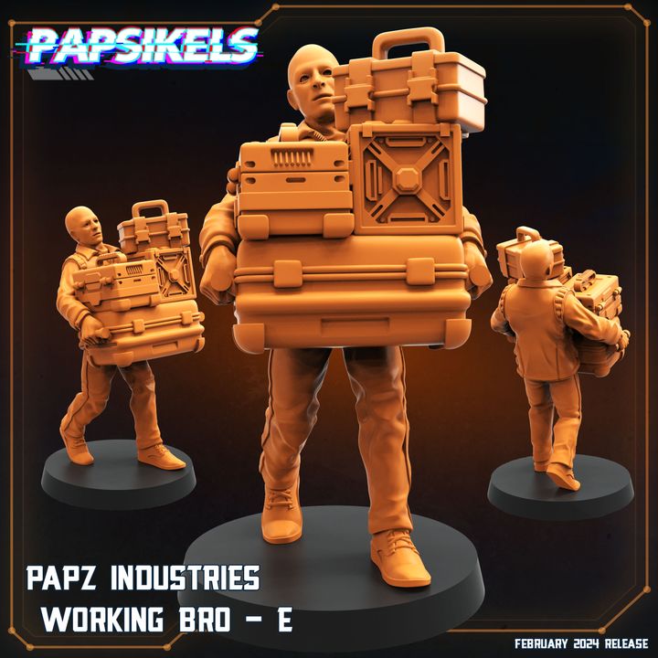 3D Printable PAPZ INDUSTRIES WORKING BROS SET 1 by PAPSIKELS MINIATURES