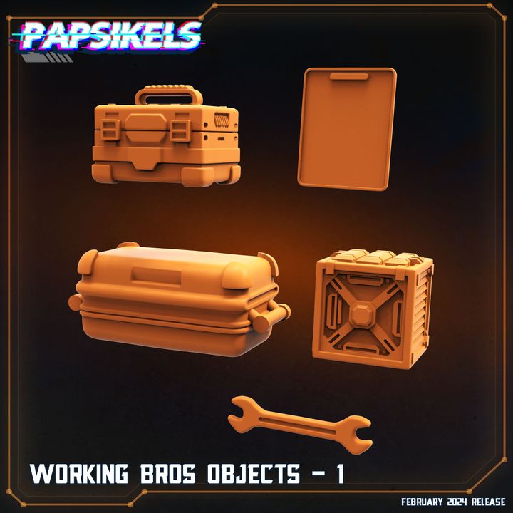 3D Printable PAPZ INDUSTRIES WORKING BROS SET 1 by PAPSIKELS MINIATURES