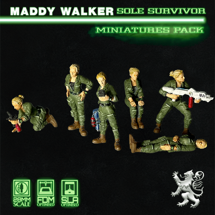 3D Printable Maddy Walker Sole Survivor Miniatures Pack by 2nd Dynasty