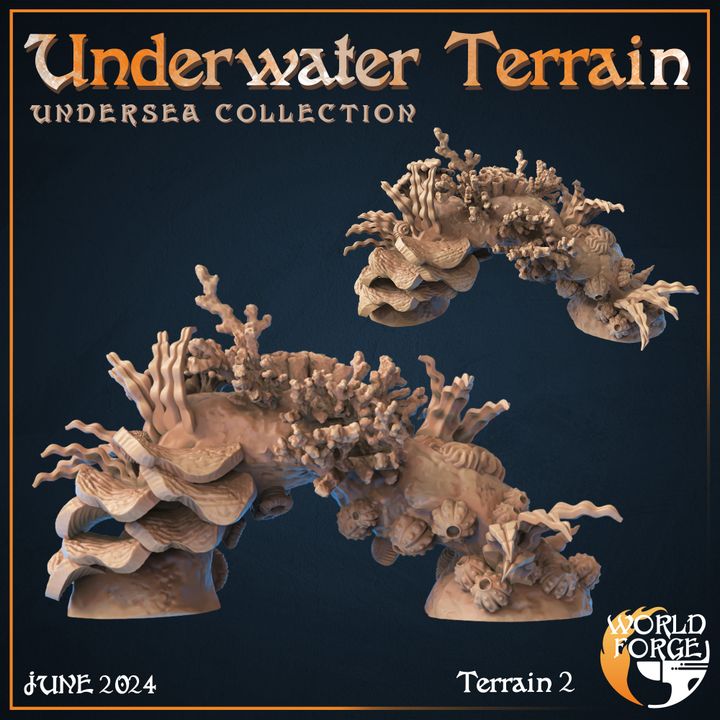 3D Printable Underwater Terrain x9 by Embernell Studio