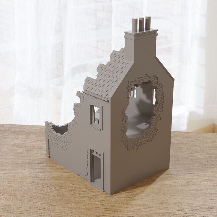 3D Printable Normandy French Village House DS-T5 Destroyed and Intact by Patrick Miniatures