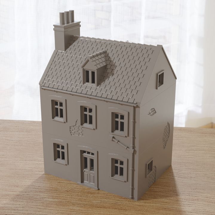 3D Printable Normandy French Village House DS-T5 Destroyed and Intact by Patrick Miniatures