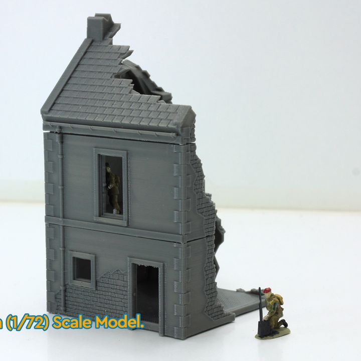 3D Printable Normandy French Village House DS-T6 Destroyed and Intact by Patrick Miniatures